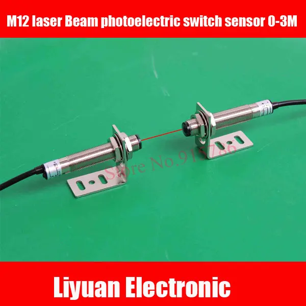 M12 Laser Beam Photoelectric Switch Sensor / 0-3m Remote Laser Sensor ...