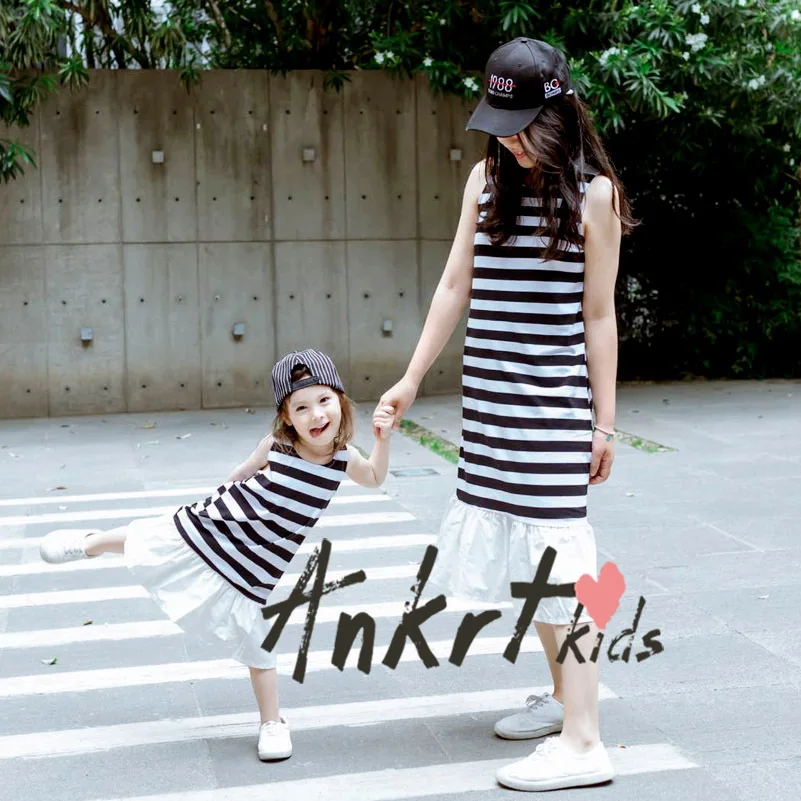 Mother Daughter Dress Family Matching Clothes Striped Mom and Daughter ...