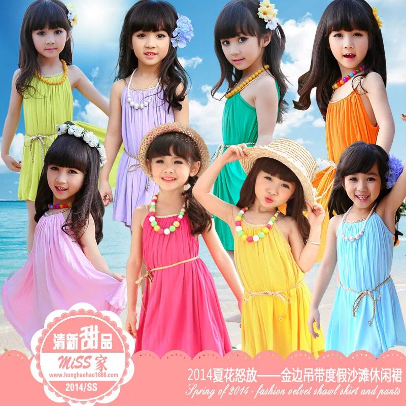 2014 new girls summer dress,modal fashion cute beach dress ,children ...