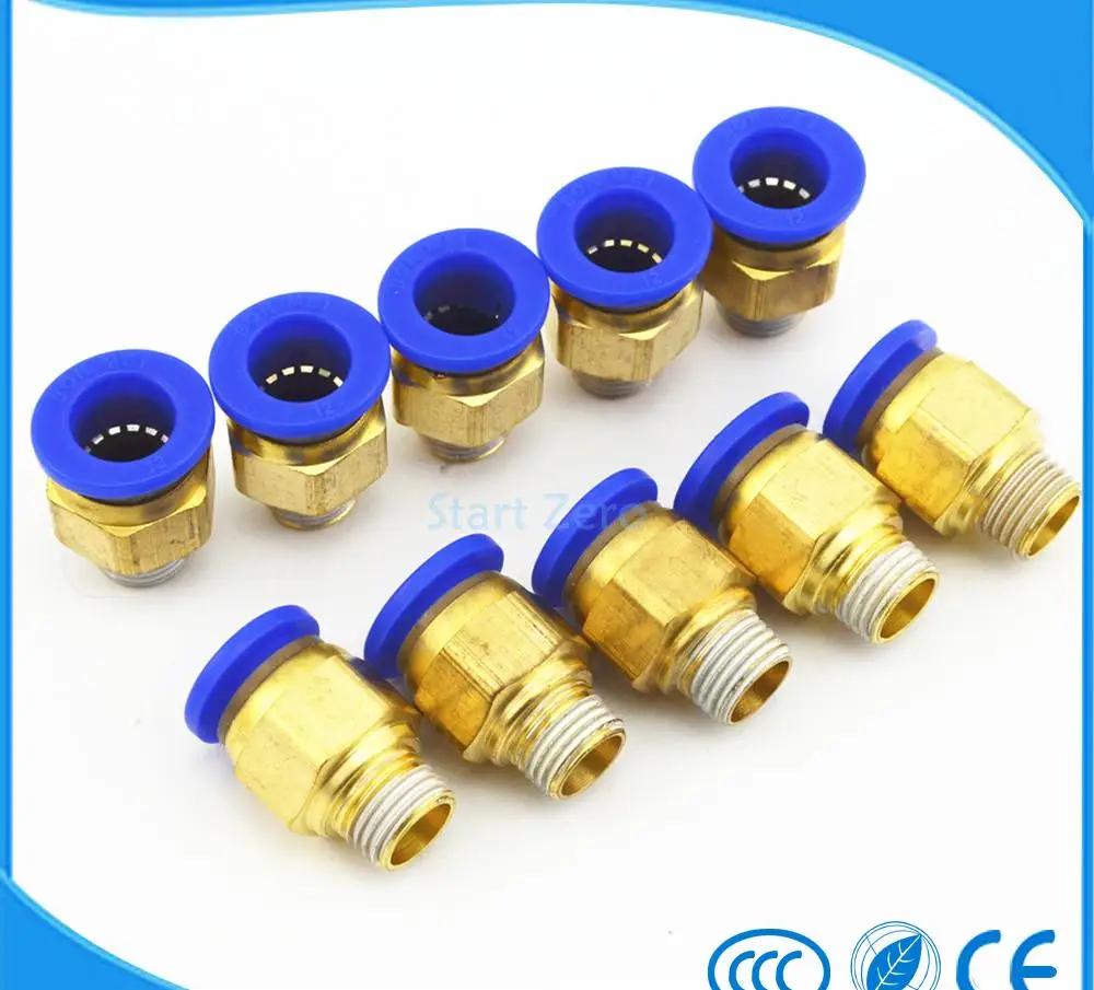 10X 10mm Tube X 1/4" Thread Quick Connector Pneumatic Air Fittings PC10 02|air fittings ...