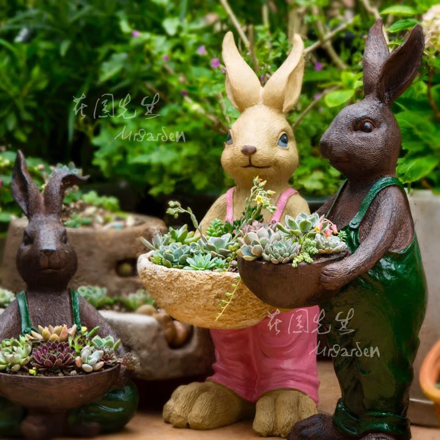 Aliexpress.com : Buy Creative resin cute rabbits figurine vintage home ...