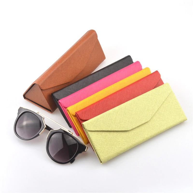 5 Colors High Quality PU Leather Magnet Fold Light Triangle Sunglasses ...