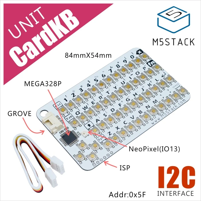 M5stack Official Cardkb Mini Keyboard Unit Mega328p Grove I2c Usb Isp Programmer For Esp32 ...