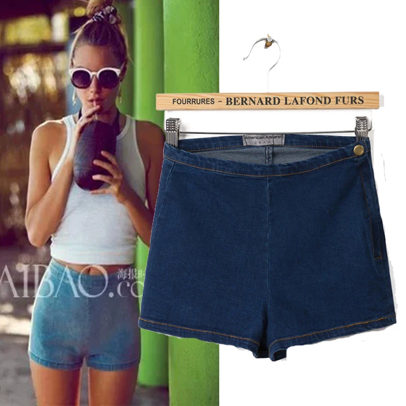 2014 summer models Bottom tight stretch waist denim shorts European ...