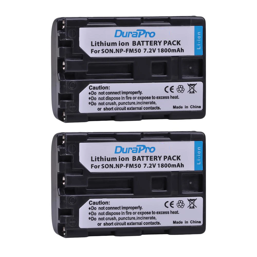 DuraPro 2pcs NP FM50 NP FM50 FM50 1800mAh Rechargeable Li ion Battery ...