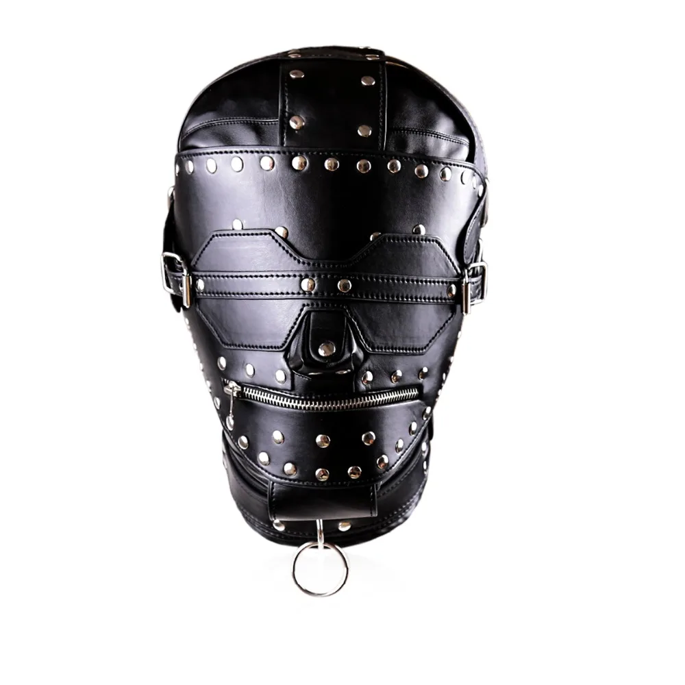 2017 New Styles Male Leather Mask Zipper Open Adult Head Bondage Mask Adult Sex Toys For Couples