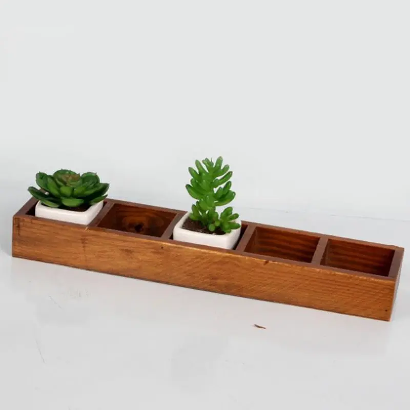 Gardening-Solid-Wood-Flower-Pots-Home-Beautiful-Retro-Rectangular-Multi ...