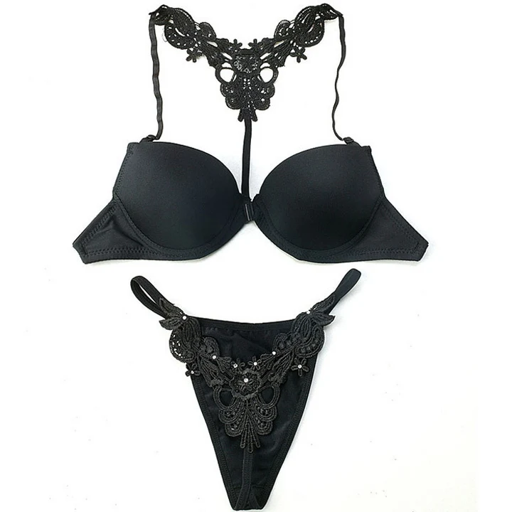 New 2017 Front Closure Beauty Sexy Bra Set Smooth Surface Push Up Bra
