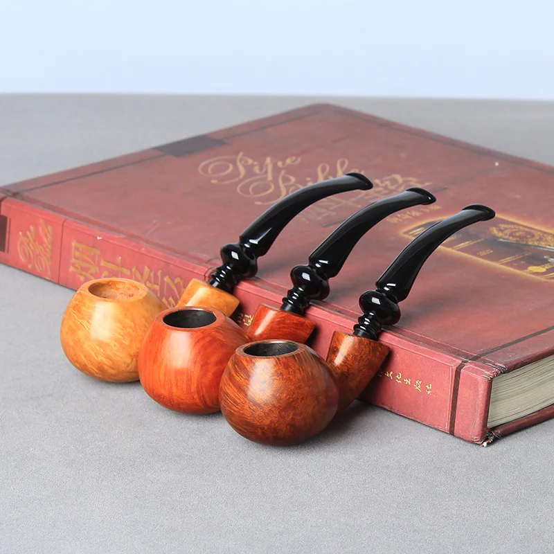 Import small size Briar tobacco pipe bent type wooden smoking tobacco ...