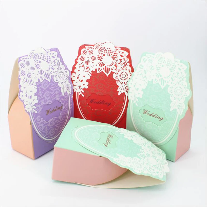 50Pcs/lot Laser Cut Hollow Paper Candy Box Party Wedding Baby Shower ...