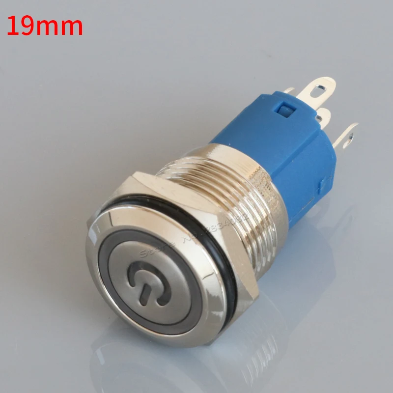 Maintained Lock Switch 12 Volt 12V 19mm Metal 5-Pin Locking Push Button ...