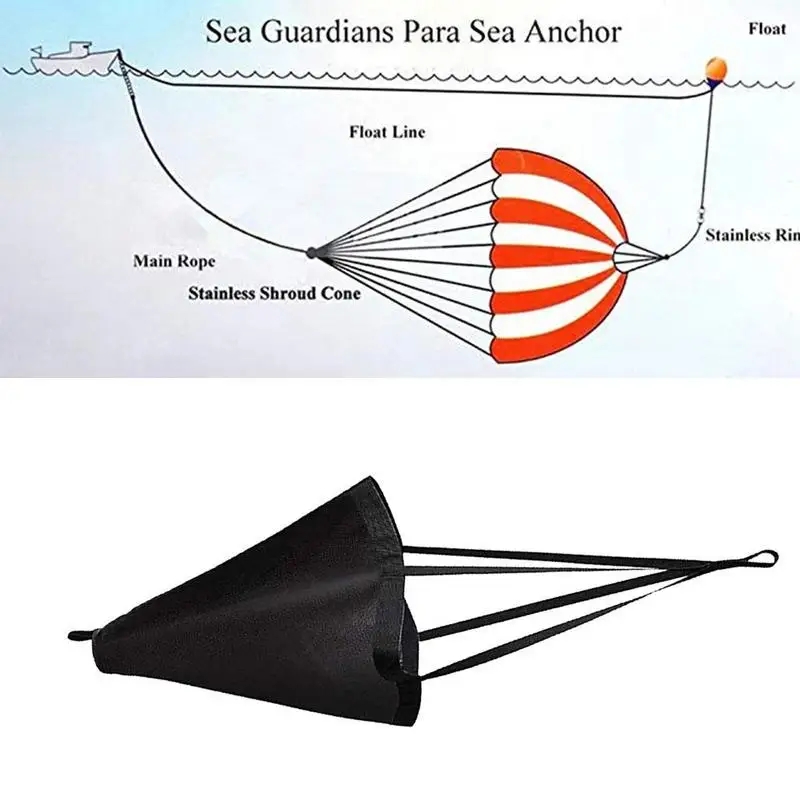 New PVC Sea Anchor Trolling Drogue Sail Drift BrakeDrogue With Tow Rope ...