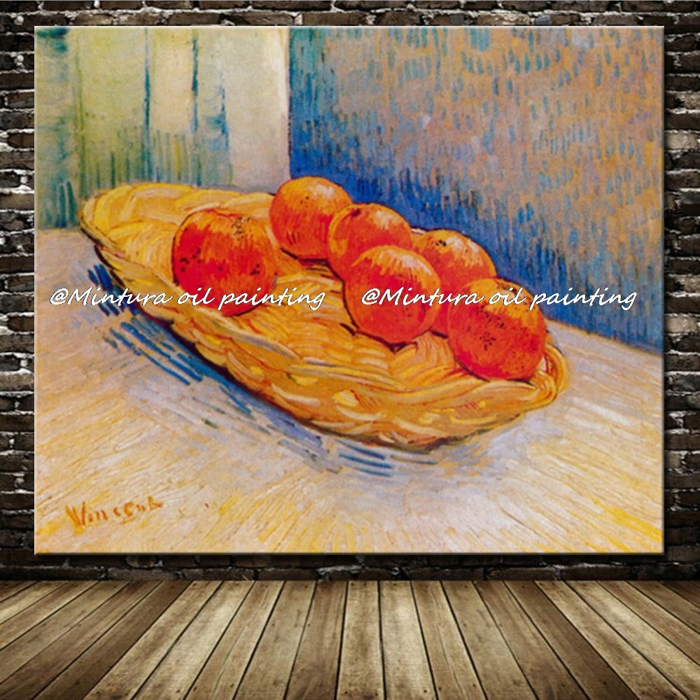 Cesta de copia hecha a mano con seis naranjas de Vincent Van Gogh ...