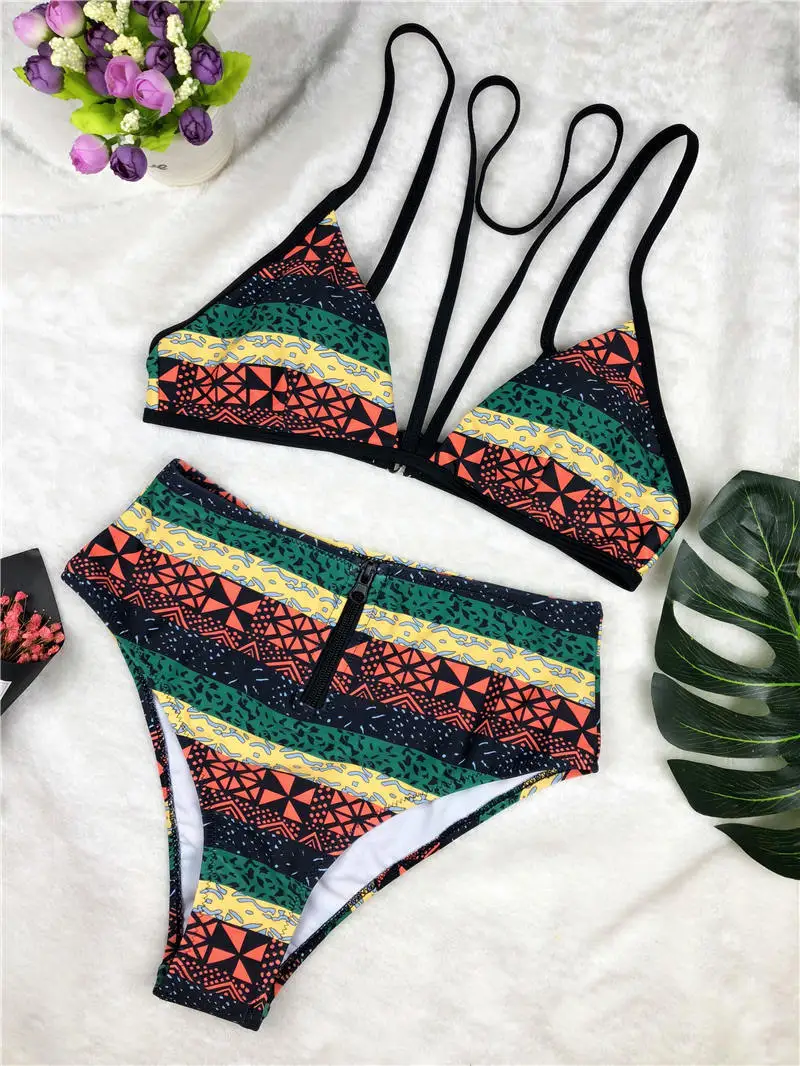 High Waist Bikini African Style Swimwear Women Tribal Swim Bathing Suit ...
