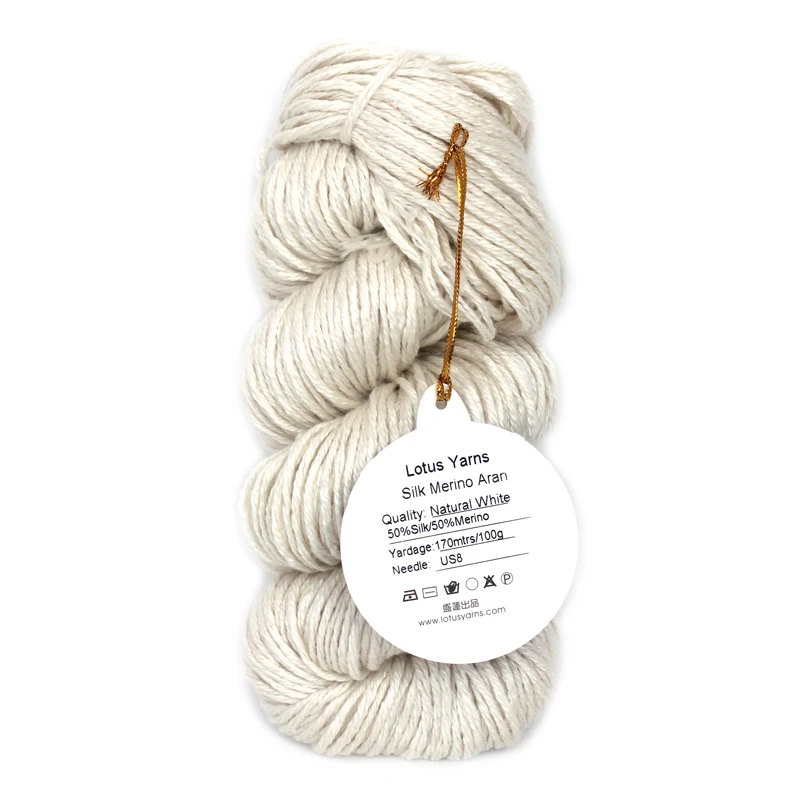 5 *100g hank/lot Silky merino Aran yarn with natural undyed color for ...