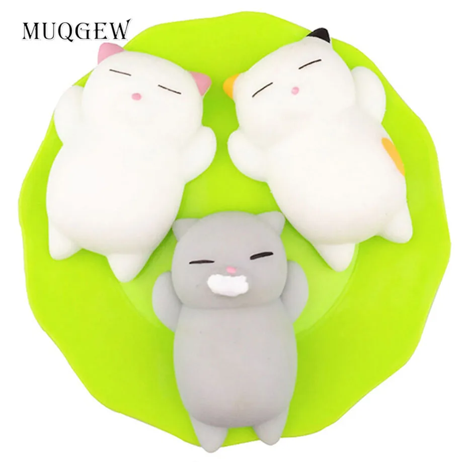MUQGEW 3pcs New Soft Cute Mochi Squishy Cat Squeeze Healing Fun Kids ...
