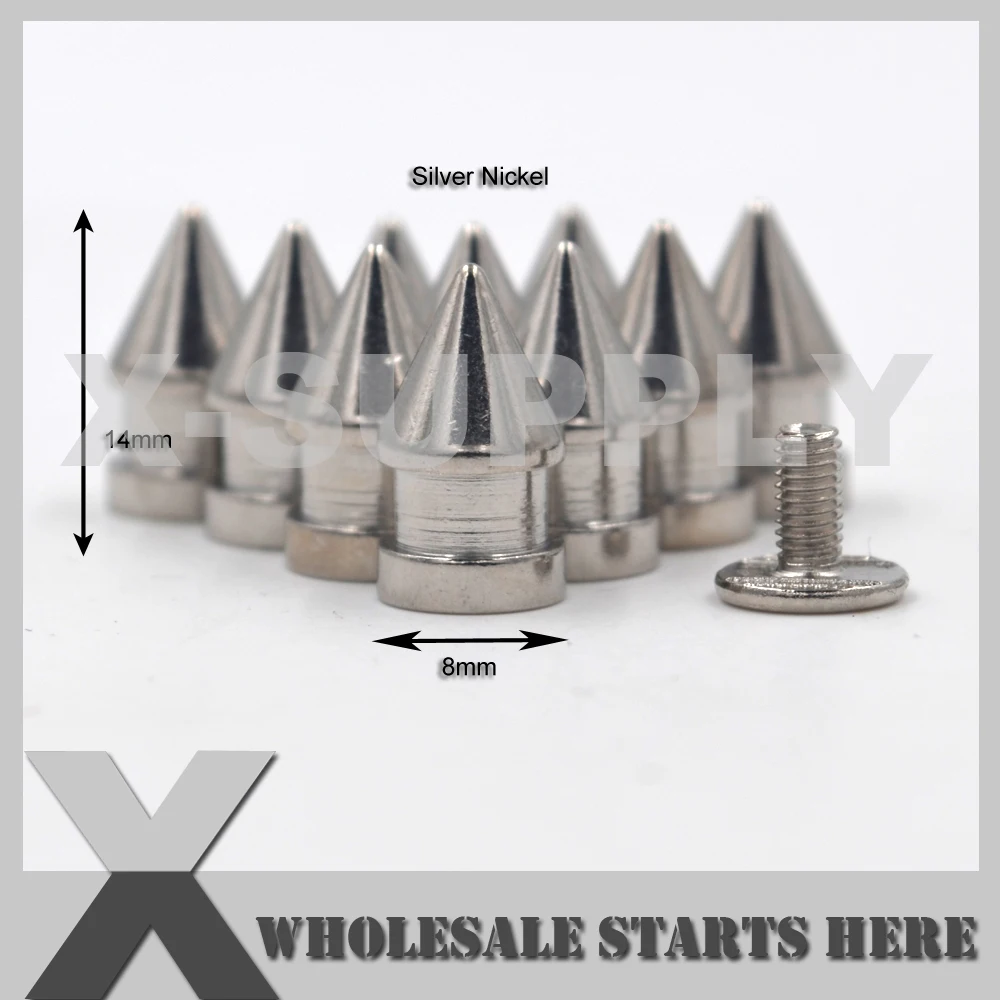 (8x14mm) Punk Tree Spike Studs,Screw Back in Silver Nickel Color,Used ...