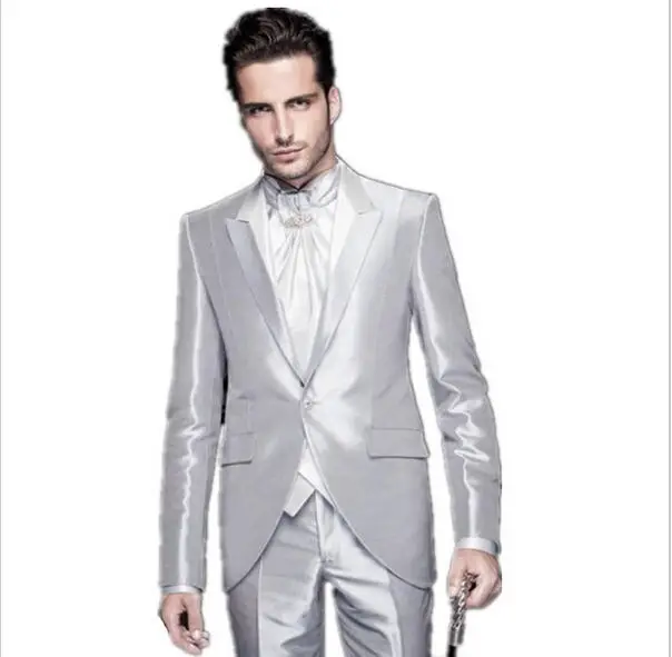 New customize bright silver / wedding suits tuxedo mens best grooms ...