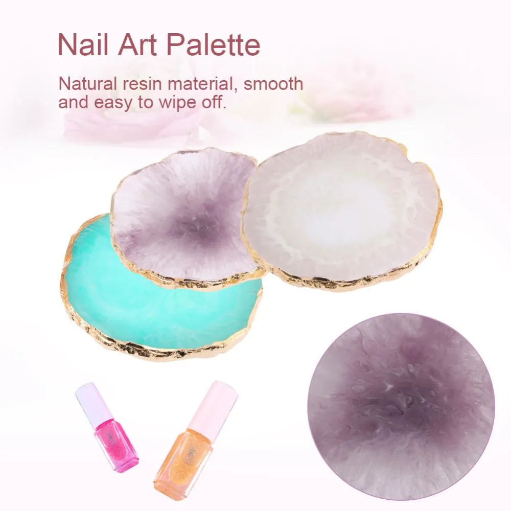 Natural Resin Stone Nail Art Plate Acrylic Gel Polish Display Showing ...