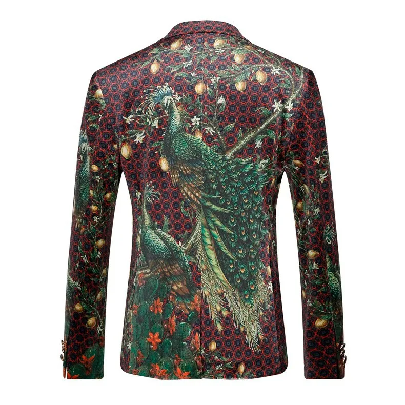 Wholesale Men Blazers And Jackets 2016 Peacock Printed Blazer Men Fashion Designer Suit Blazer