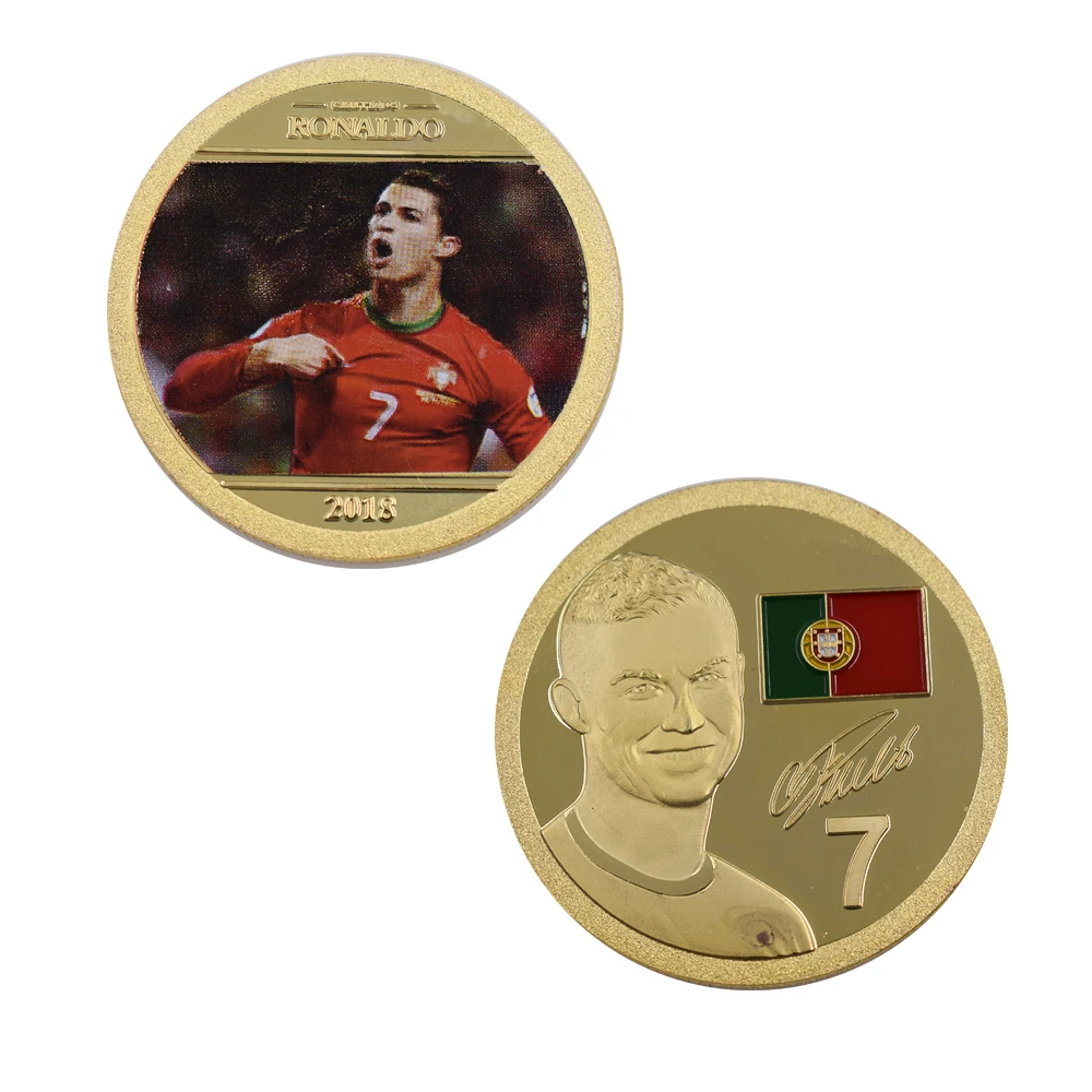 Ronaldo 24k 999.9 Gold Plated Metal Coin Footbal Ball Fans Collectible ...