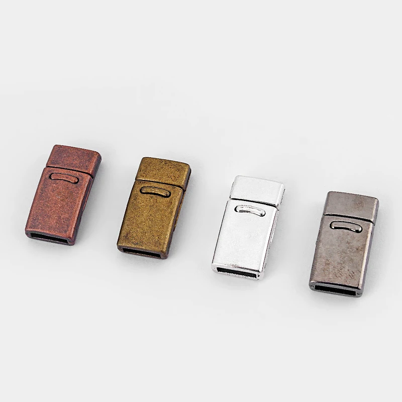 5 Sets Antique Silverbronzecopper 10x2mm Flat Magnetic Clasp 10mm Flat Leather Bracelet Clasp