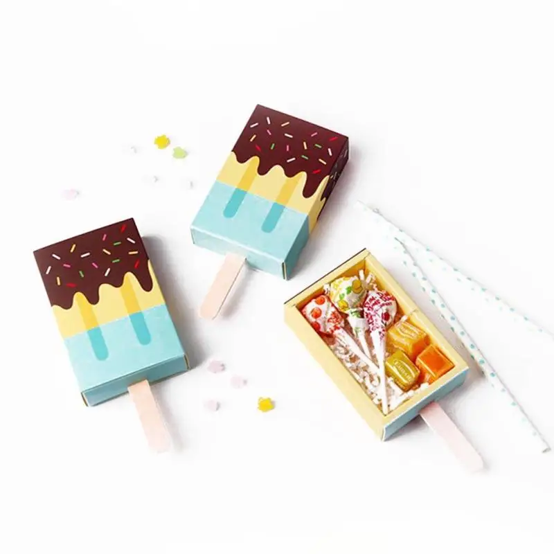 Lovely Pink Blue Drawer Popsicle Shape gift box Baby Shower Candy Boxes ...
