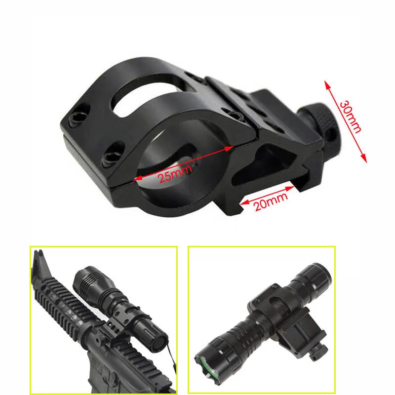 Tactical 45 Degress 25mm/30mm Offset Ring Rifle Flashlight Torch Laser ...
