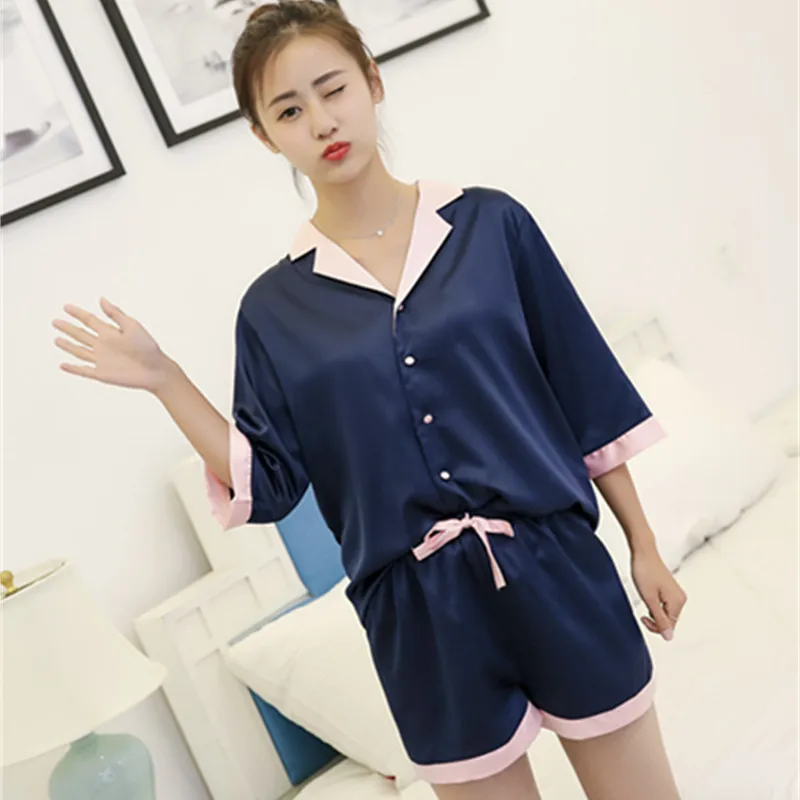 Buy Korea Style Sexy Twinset Womens Satin Pajamas