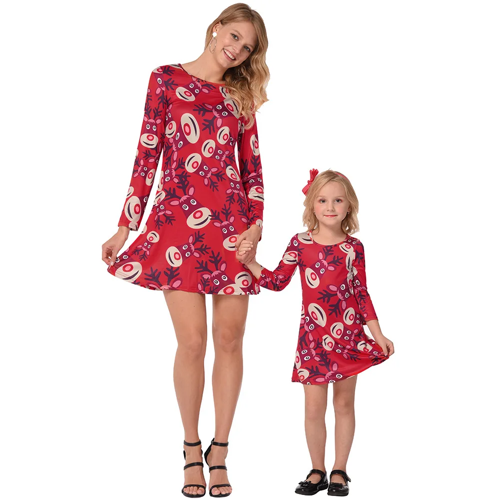 Mother Daughter Long Sleeve Round Neck Cut Out Back Floral Cute Dresses ...