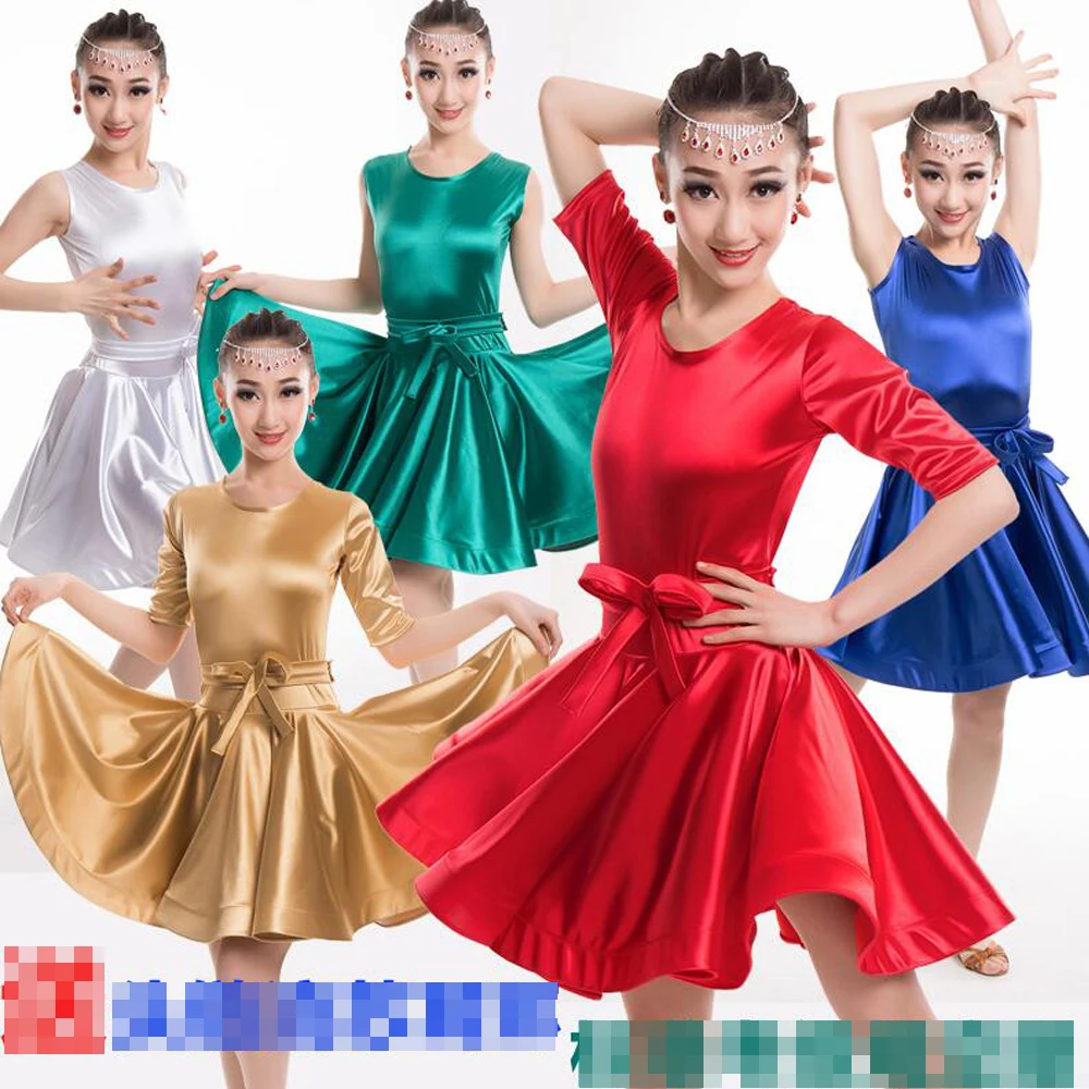 Children Latin dance costumes silk Ballroom Salsa Latin dancing dress ...