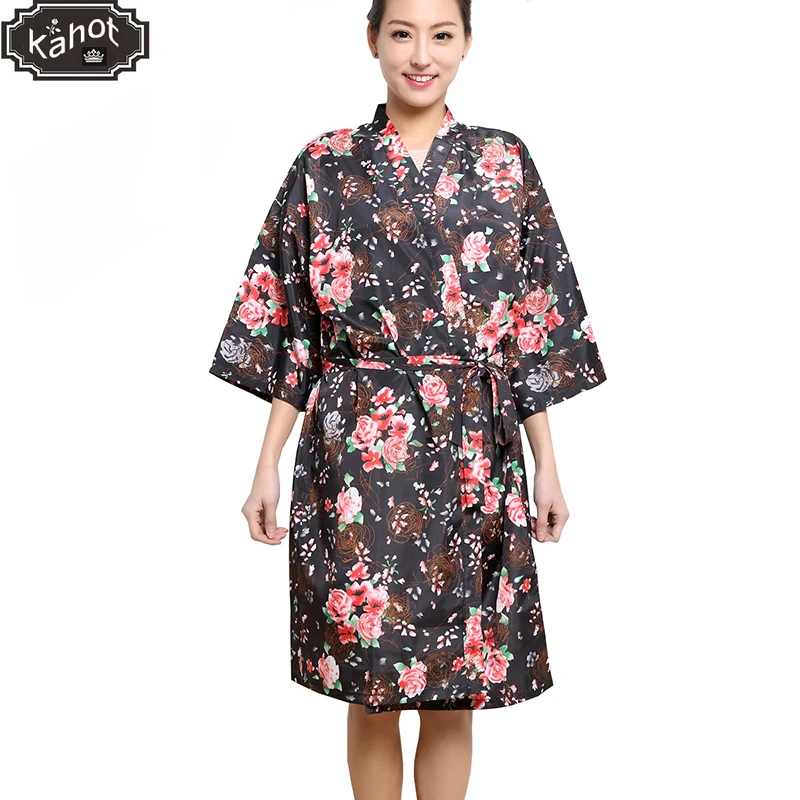 Salon Client Gown Robe Rose Flower Smock Kimono Hairdressing Cape Dress ...