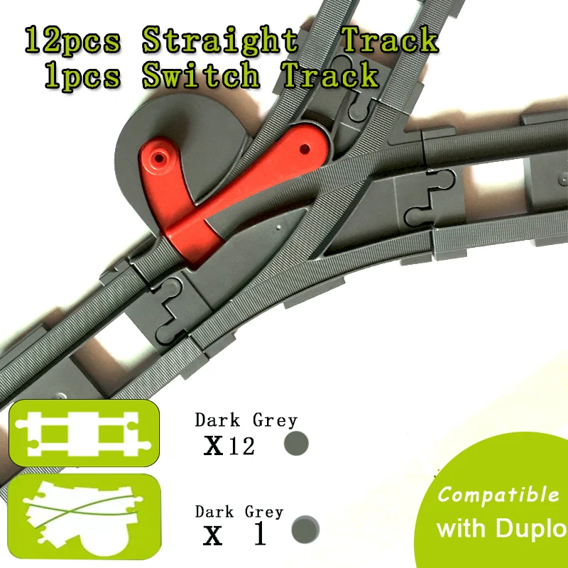 GOROCK Duplo 13pcs Train Track Assembling Straight Curve and Crossover ...