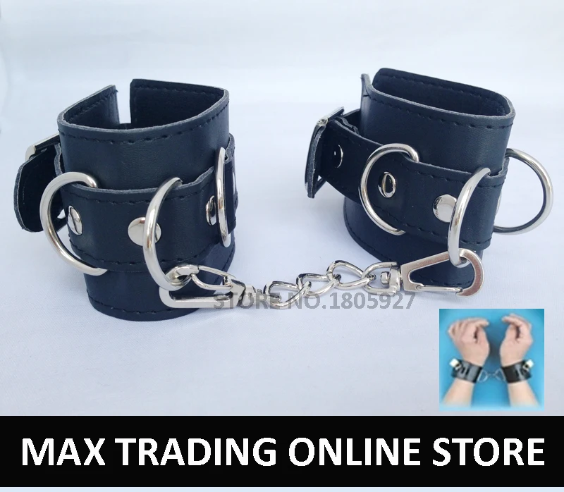 Free Shipping Men And Women Pu Handcuffs New Fun Sex Toy Metal Sex Products Ultimate Sex Items