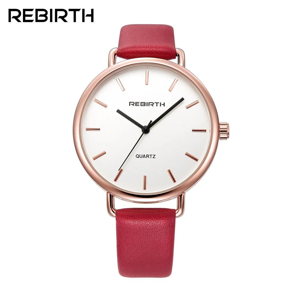 Women Watches REBIRTH Luxury Lady Wristwatch Leather Fashion Causal ...