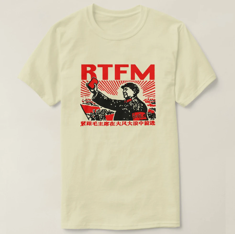 Printed hombres manga corta Camiseta de algodón RTFM Mao Pequeño Libro ...