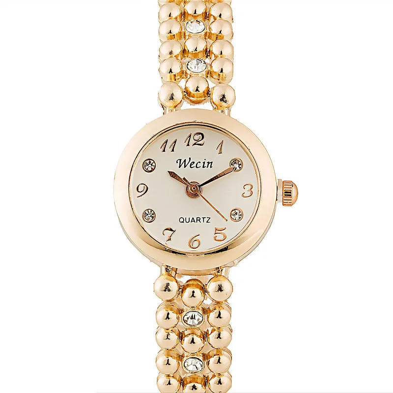 JW pulsera de lujo con perlas para mujer, reloj de cuarzo dorado con ...