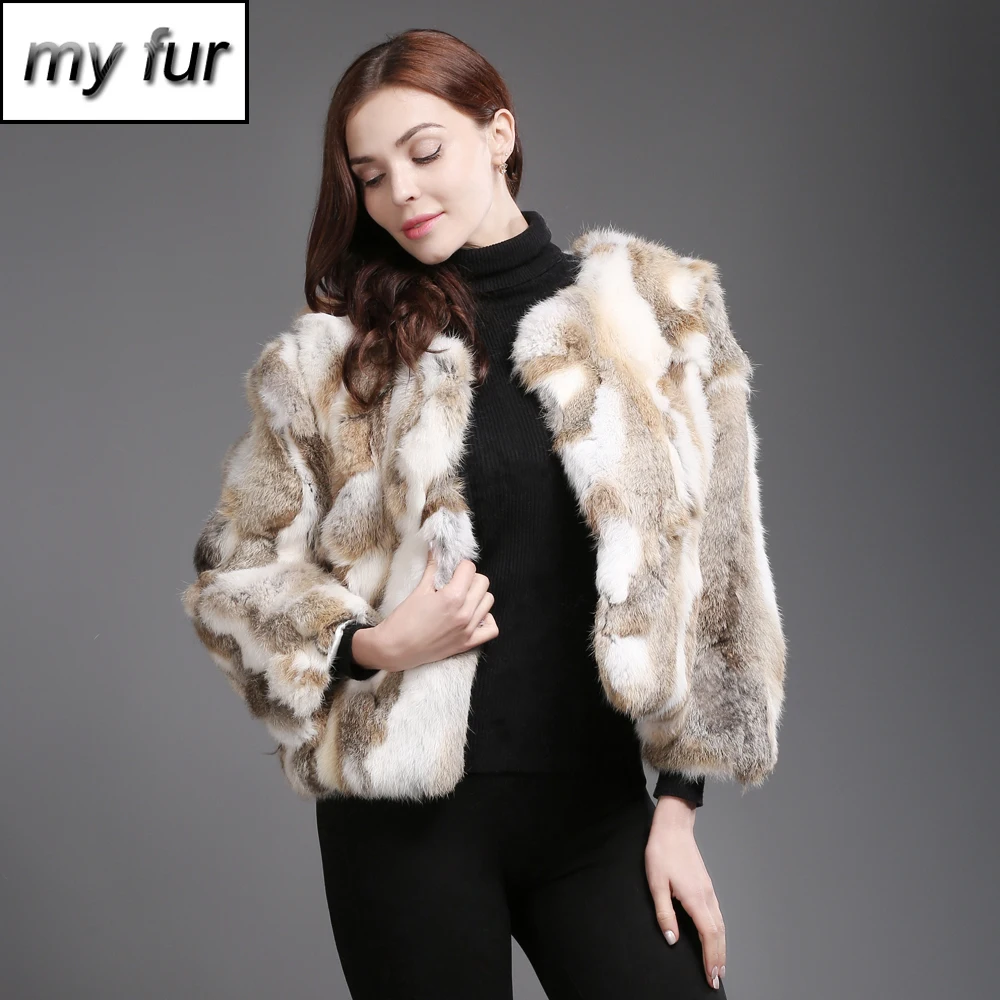 Casaco de pele de coelho 2020 genuíno, jaqueta feminina pele de coelho real, para festa casual ...