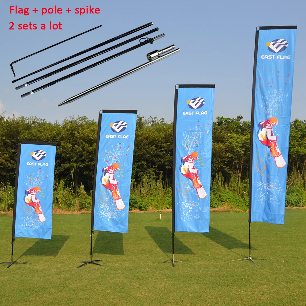 2 sets double sided rectangle flag with spike/outdoor double sided ...