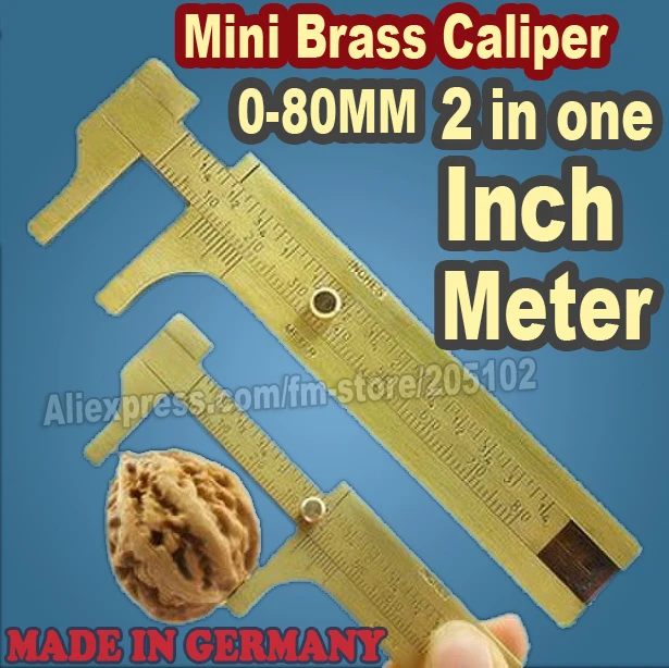 0 80mm Mini Brass Sliding Vernier Caliper Measuring Slide scale Tool ...