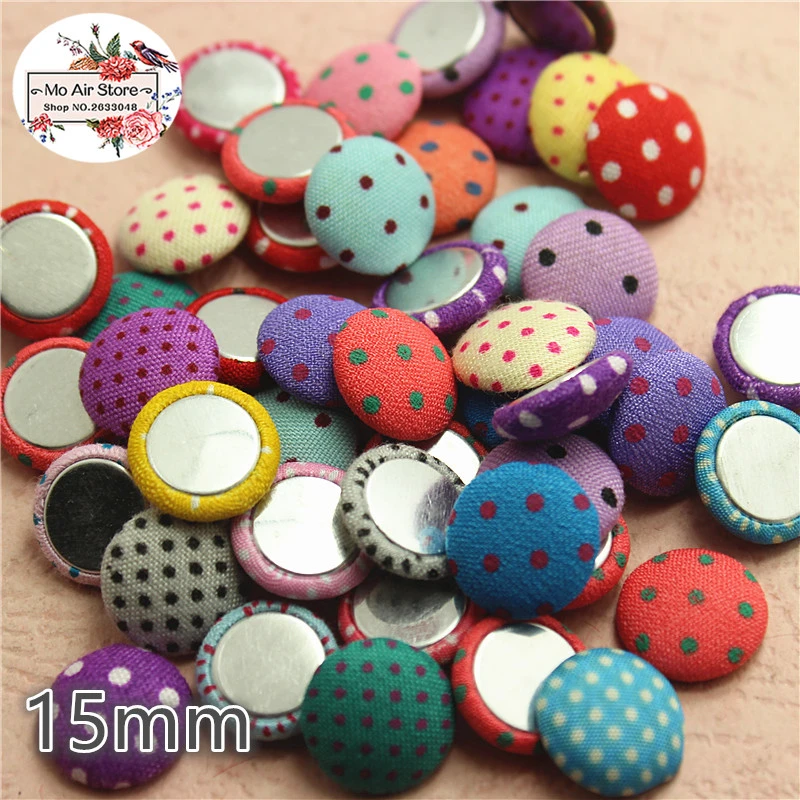 50pcs mix color Flatback point Fabric Covered round Buttons Home Garden ...