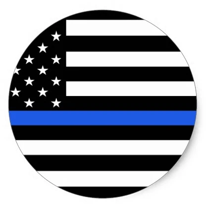 3.8cm Support the Police Thin Blue Line American Flag Classic Round ...