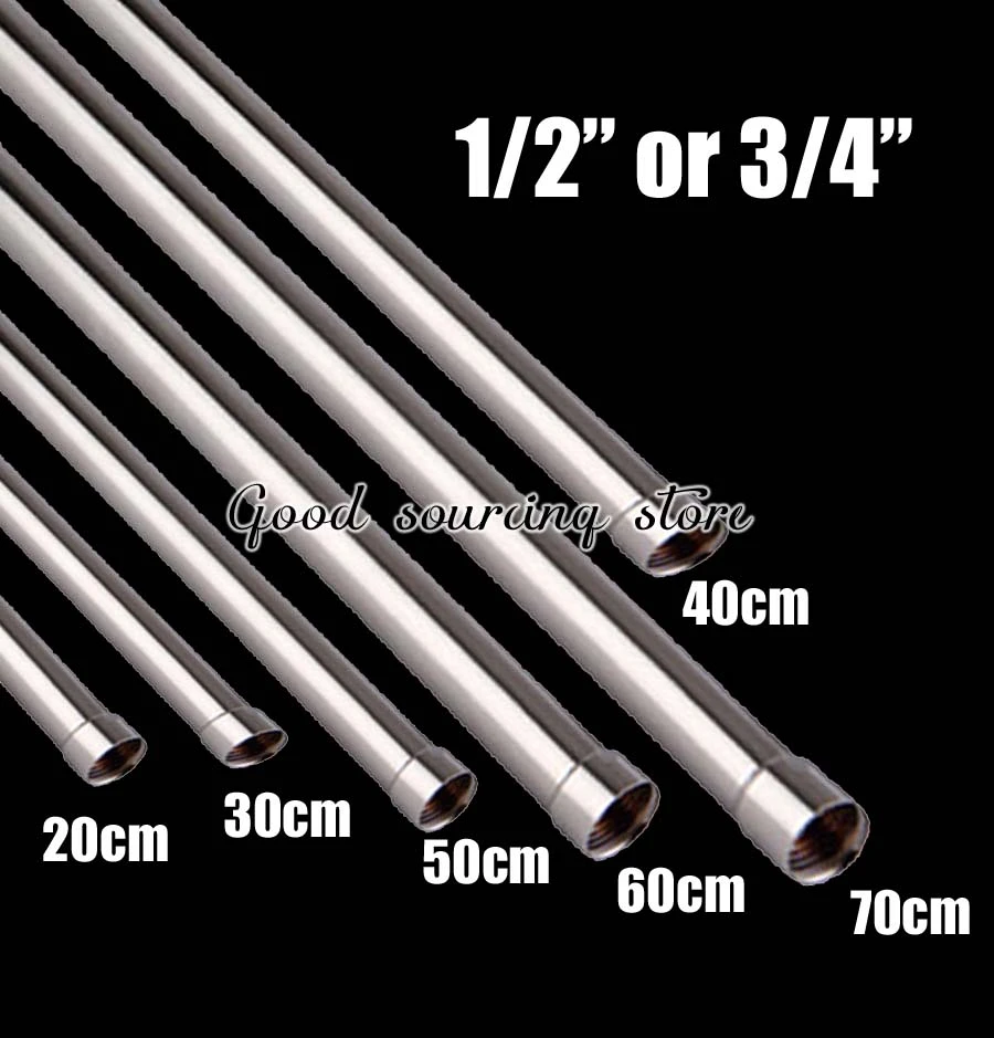 20/30/40/50/60/70cm Lengthen 1/2" 3/4" Shower Extension Rod Tube Bar ...