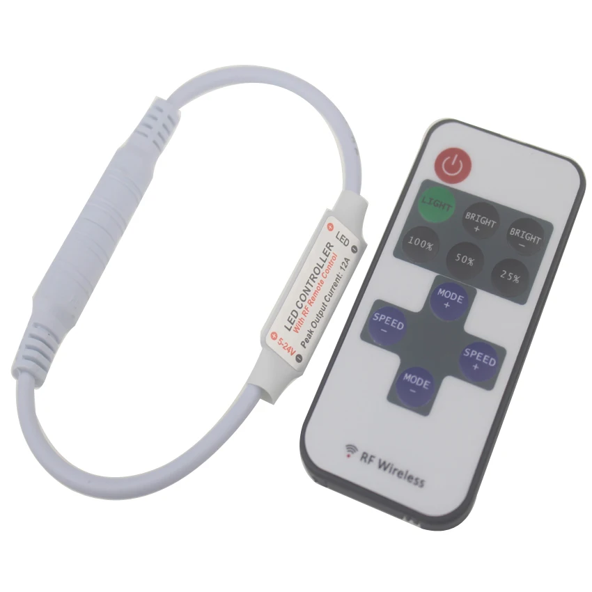 mini DC 12v led strip controller dimmer 11key rf wireless remote ...