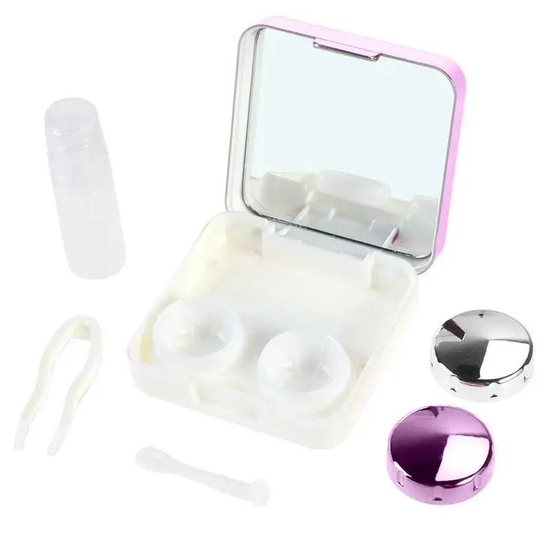 Plastic Contact Lens Box Square Mirror Cover Colorful Contact Lens ...