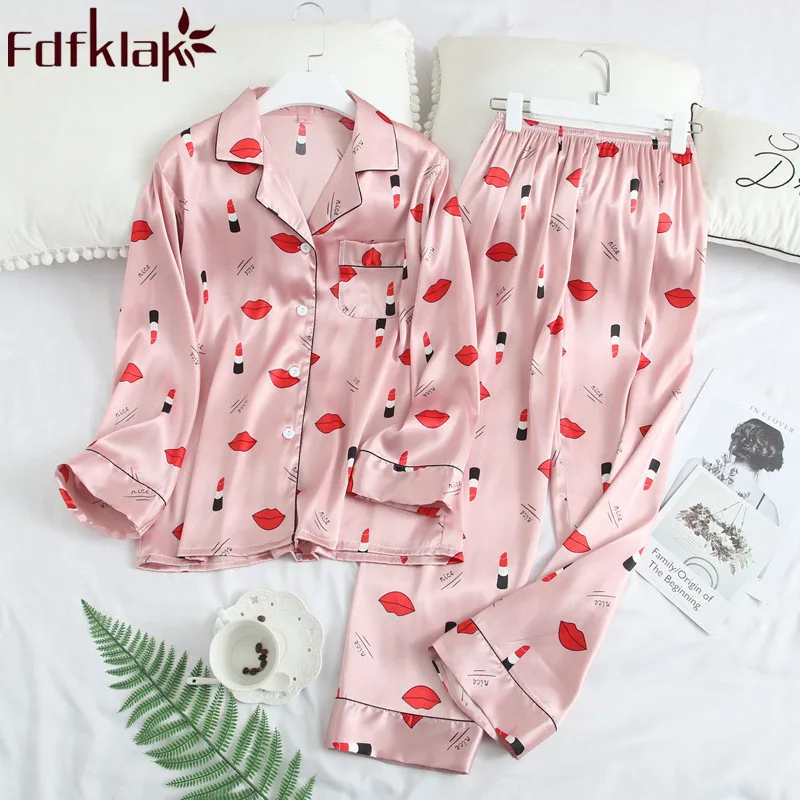 Long Sleeve Sleepwear Sets Home Suit Female Pajamas For Women Pijama ...