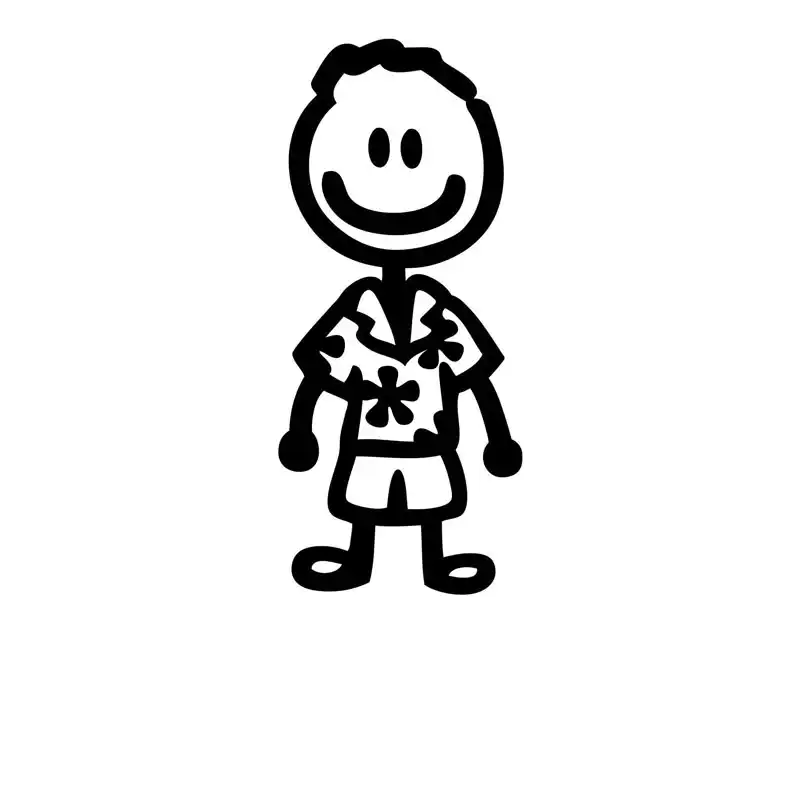 Hawaii Fashion Stick Figure Family Car Stickers Cartoon Motorcycle ...