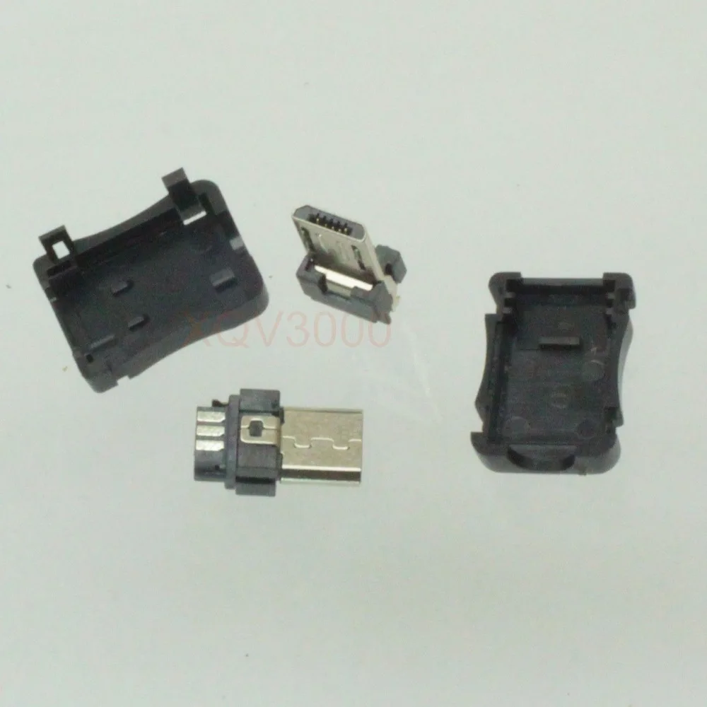 10pcs Micro USB Type B 5pin Male Plug Connector Black Plasitc Cover ...