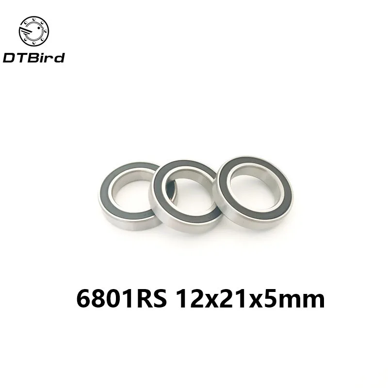 Free shipping 6801 2RS (10PCS) 12*21*5MM Seals Thin Section Bearings ...