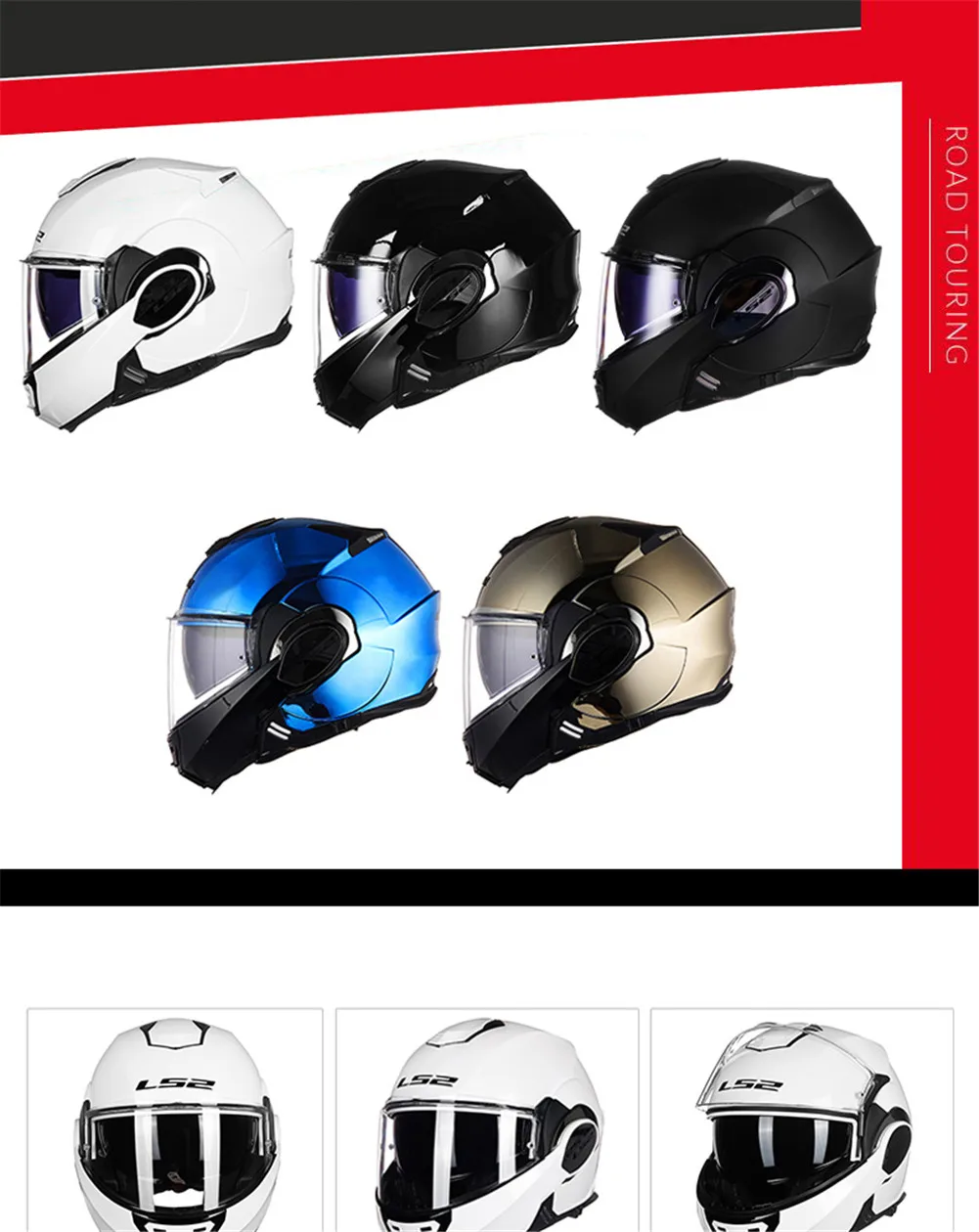 Ls2 Valiant Ff399 Motorcycle Helmet Convertible 180 Flip Up Modular ...